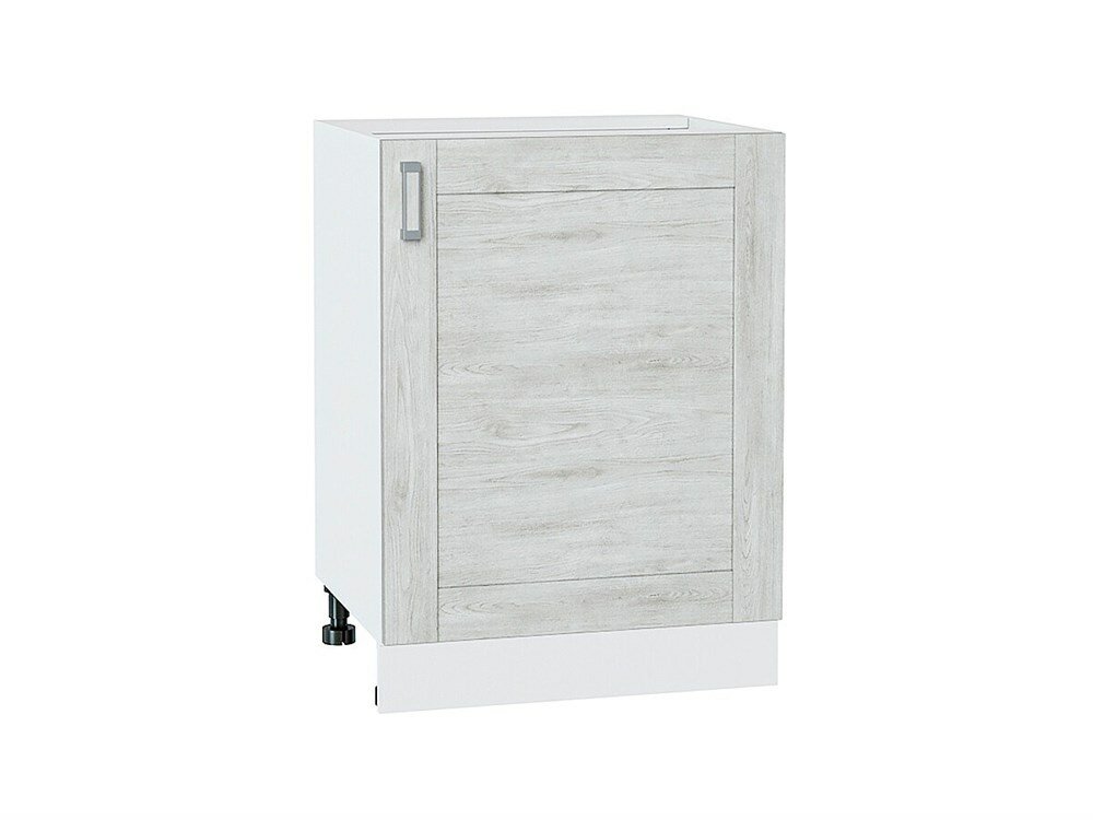VVT Шкаф нижний с 1-ой дверцей Лофт Белый, Nordic Oak, 600 В*Ш*Г 816*600*480, фасад МДФ Nordic Oak, корпус Белый Nordic Oak