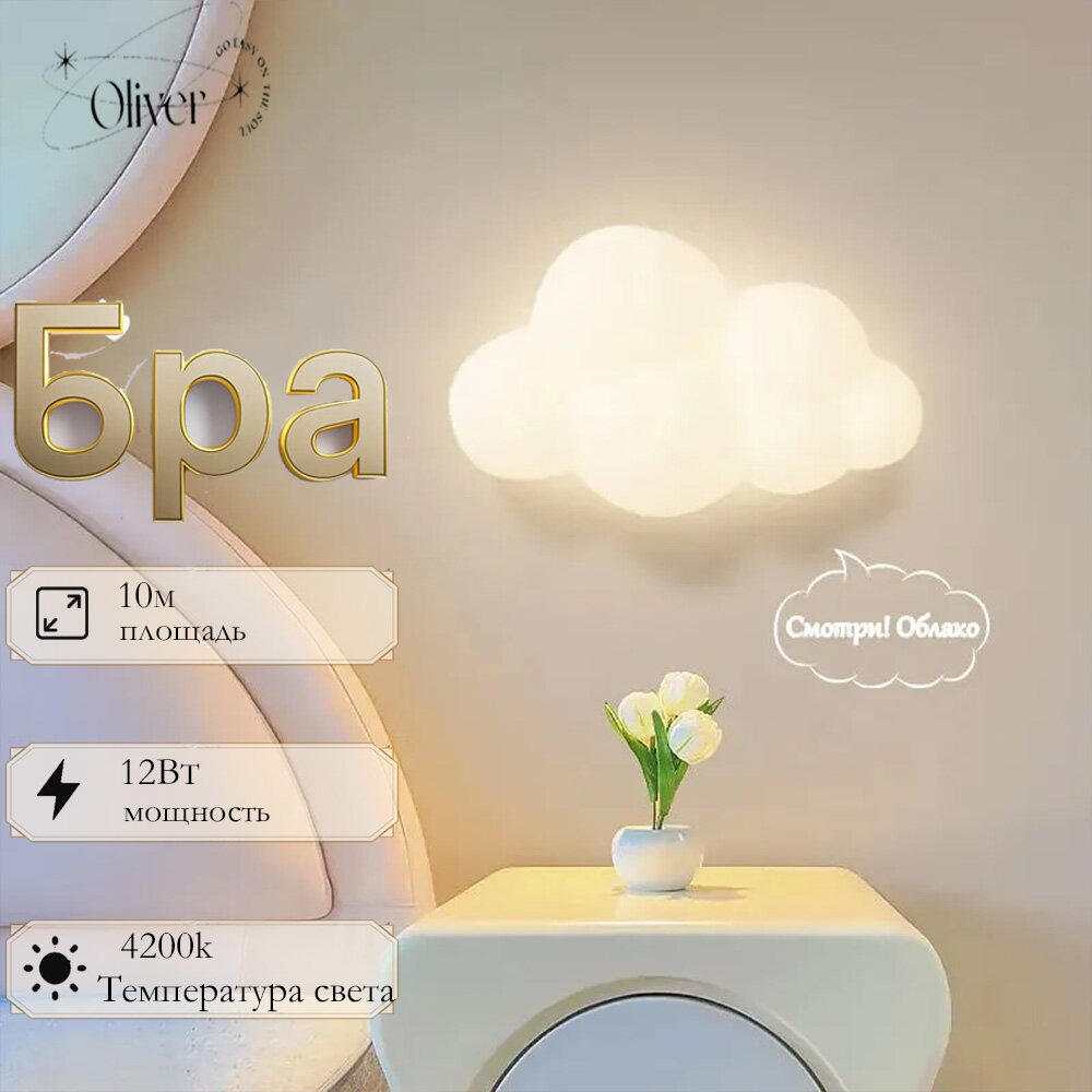 Креативный мультяшный облачный настенный светильник для детской спальни, прикроватный декор для дома в помещении, светодиодное бра для освещения гостиной, балкона, прихожей