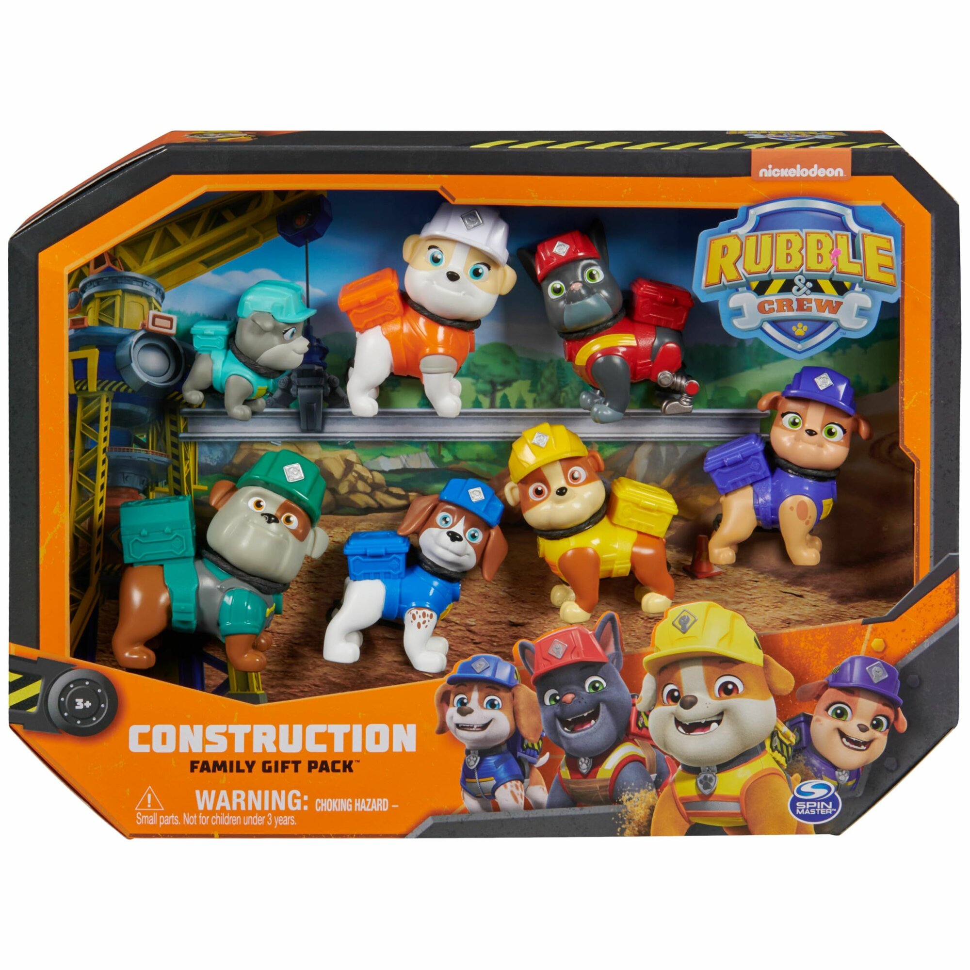 Spin Master Nickelodeon Paw Patrol Rubble and Crew Construction Family Gift Pack / Подарочный набор игрушечных фигурок с 7 коллекционными фигурками, Детские игрушки для мальчиков и девочек！