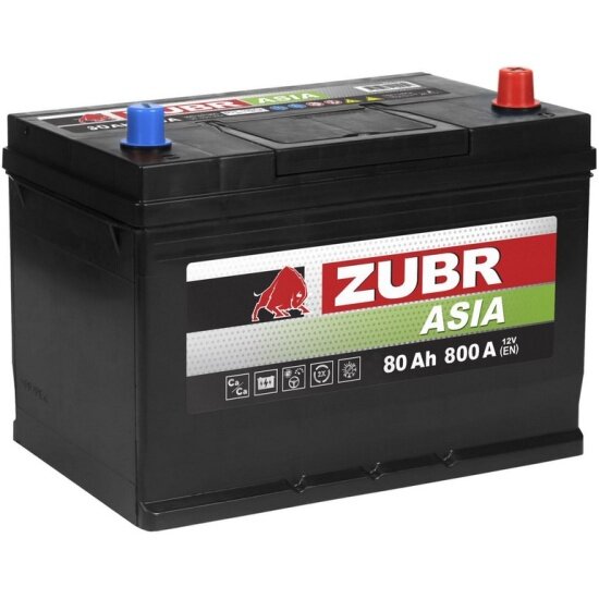 Аккумулятор Zubr Premium Asia, 261x175x222, обратная полярность, 80 Ач, ZPA800