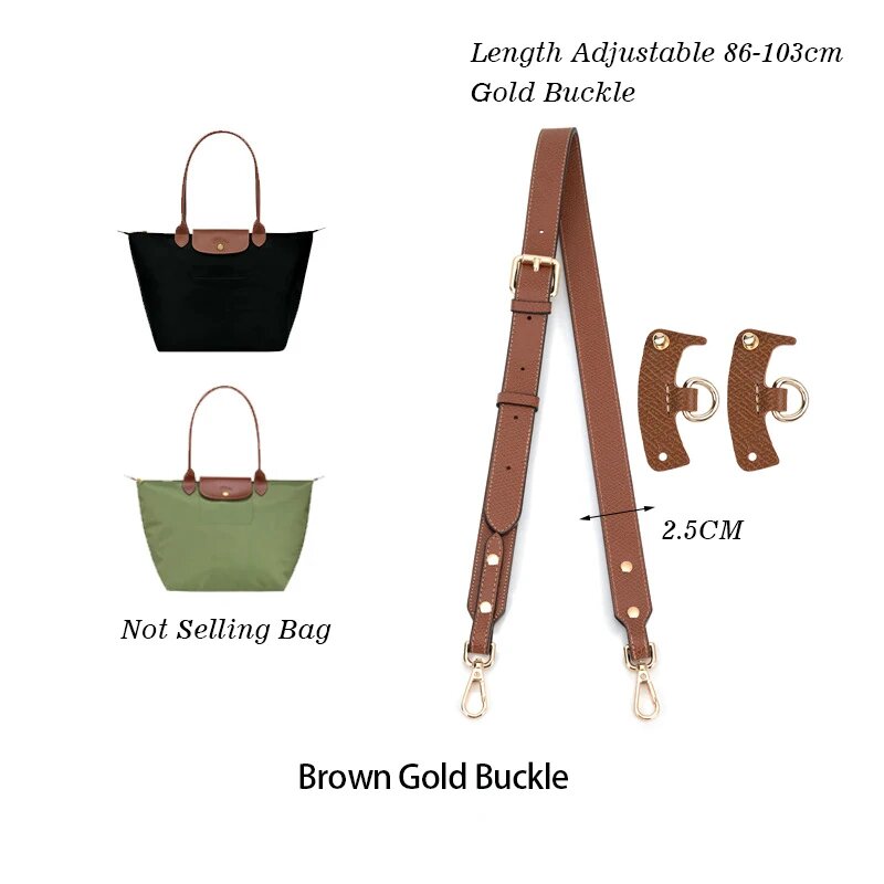 Кожаный сменный ремень для сумки через плечо для мини-сумки Longchamp, Коричневый, 2.5F Brown Gold