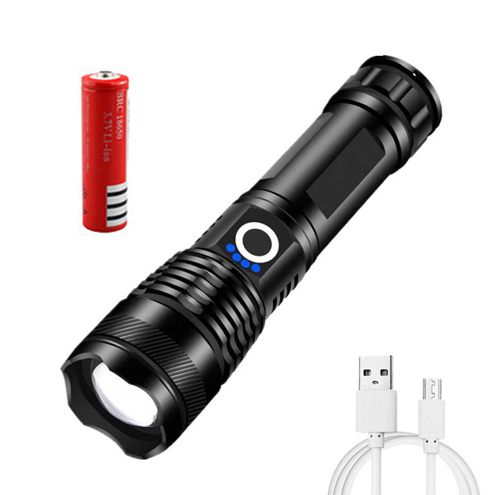 Фонарь портативный P50 черный алюминиевый сплав XHP 50 3.7V 1200mAh 600lm 166*40*33mm USB заряжаемый для ночного похода рыбалки с выдвижным фокусированием