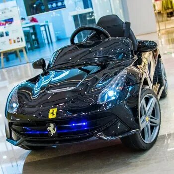 Детский электромобиль с пультом управления + Ferrari + 2WD + запеченный черный цвет