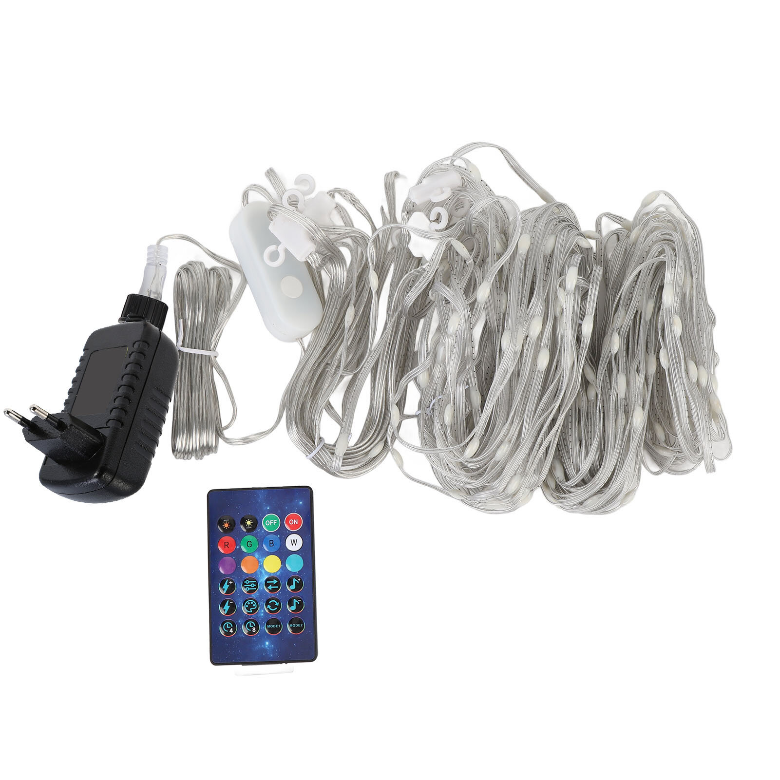Умная гирлянда 10x10 футов, 300 светодиодов, изменяющий цвет RGB, синхронизация с музыкой и голосом через приложение, световые занавески для фестивалей и вечеринок, вилка EU, 200-240 В