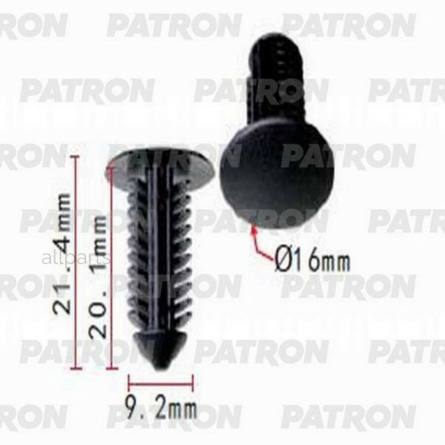 PATRON P37-0565 Клипса пластмассовая (черная) RENAULT