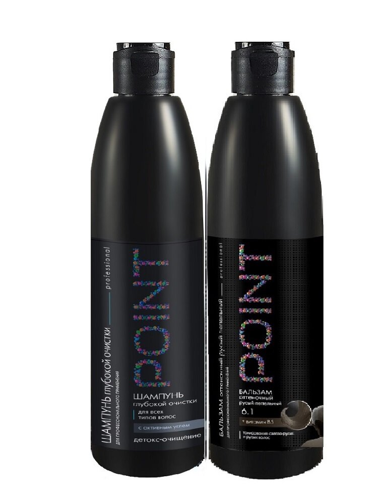 POINT. Набор Шампунь Глубокой очистки, 300 мл + Бальзам оттеночный Русый Пепельный (6.1), 300 мл