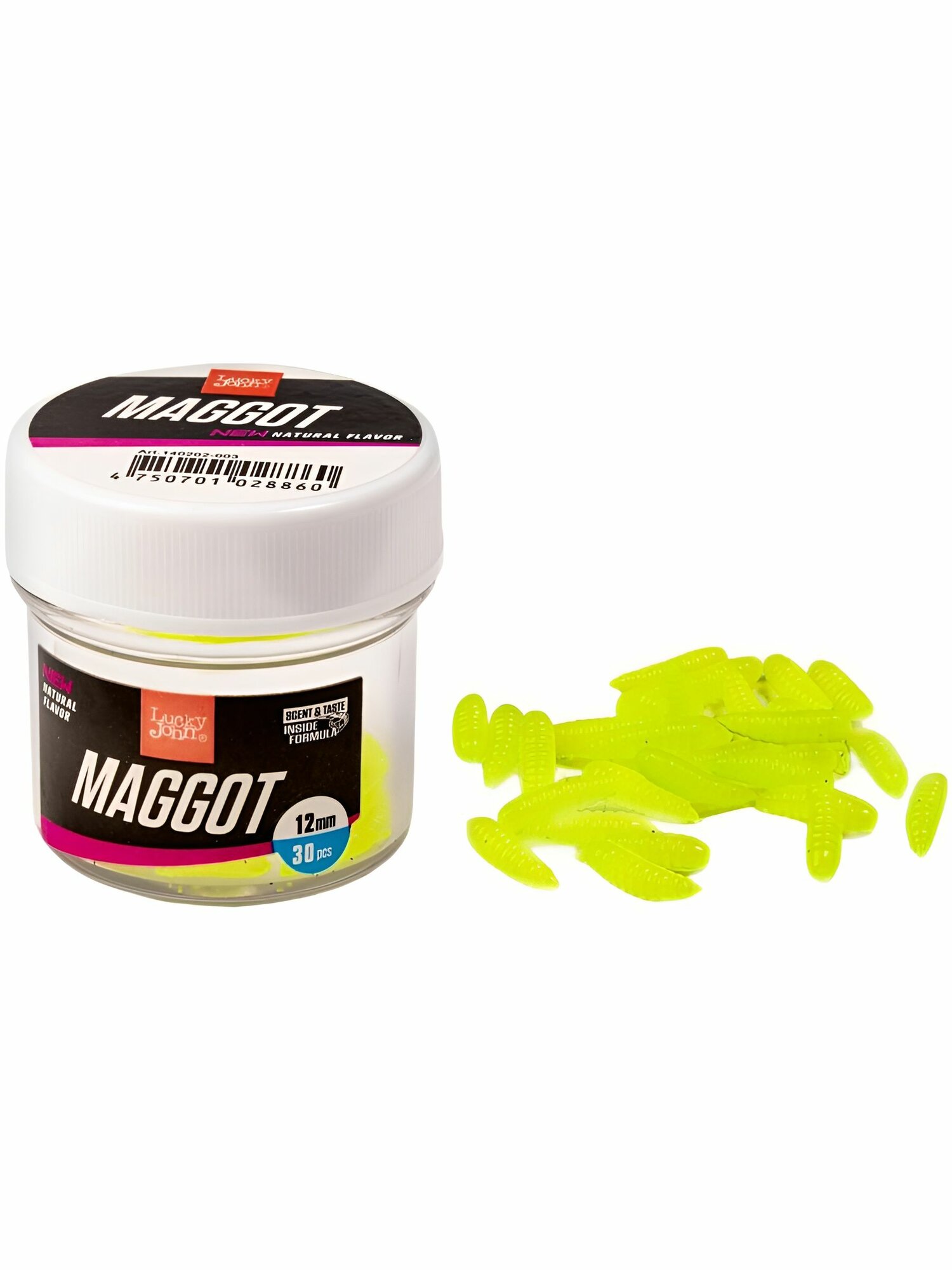 Насадки искусственные съедобные LJ Pro Series MAGGOT опарыш 12мм 30шт. Салатовый