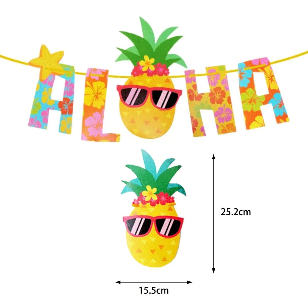 Гирлянда "Aloha" с ананасами, гавайская вечеринка, Banner 1set