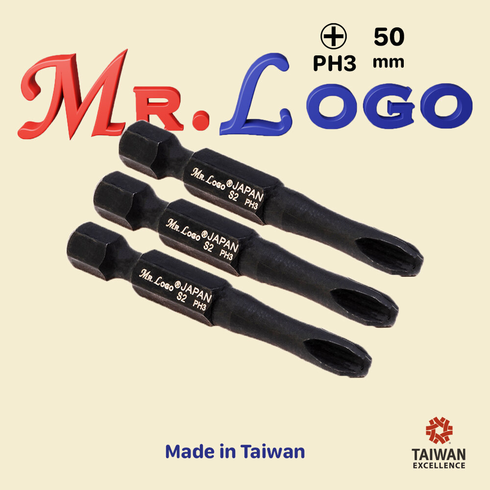 Биты для шуруповерта Торсионные PH3 x 50 мм Mr.Logo, Сталь Japan - S2, 3 шт