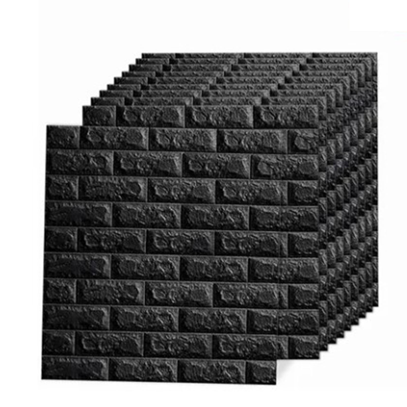 10 Pcs Black Wallpaper 3D Wall Sticker Waterproof Self Adhesive Peel and Stick 35x38cm