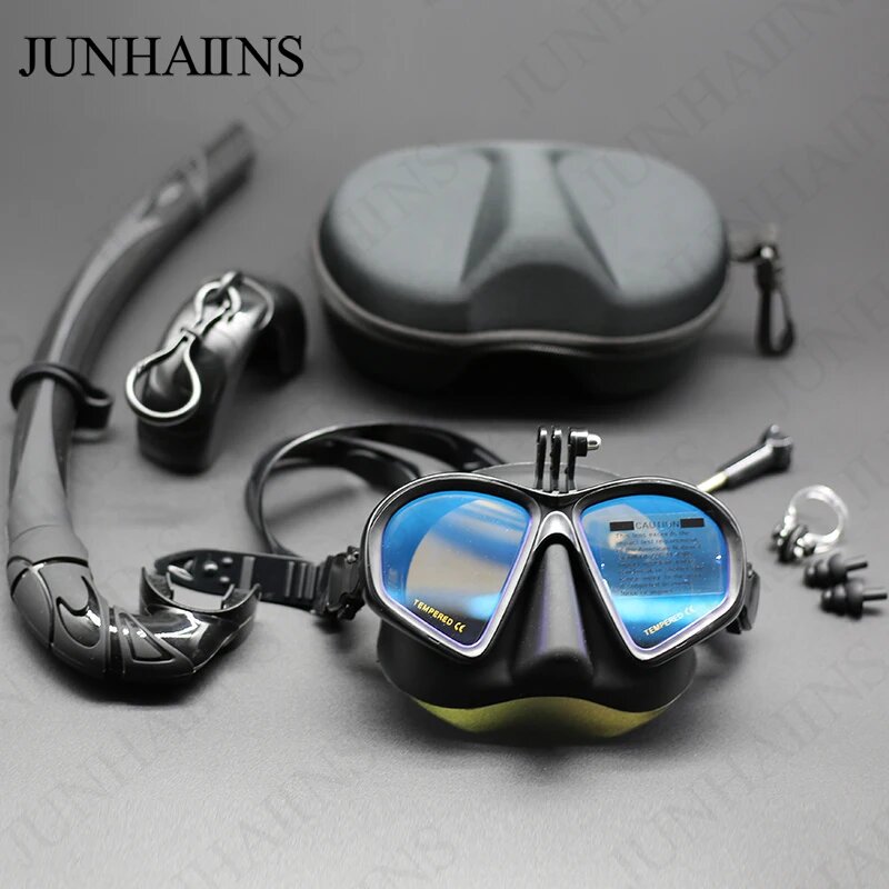 Маска для дайвинга JUNHAIIINS, черная и синяя, Set Mount