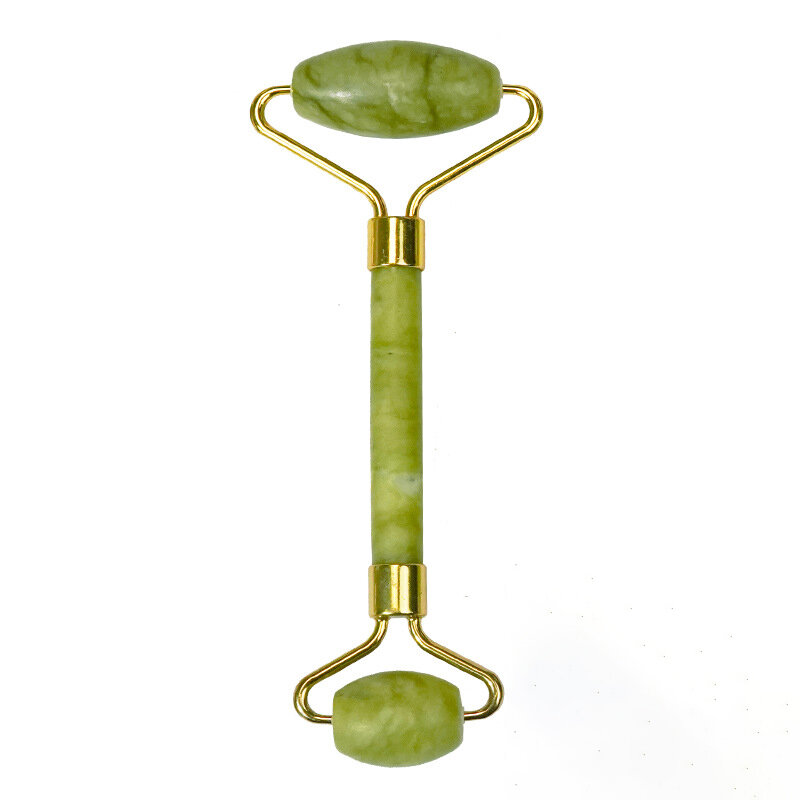 Набор нефритовых роликов, инструмент для массажа гуаша, набор из натуральных нефритовых камней для лица против старения - массажер для лица, ролик для лица, глаз, шеи, ног (1 набор из 2 шт.)