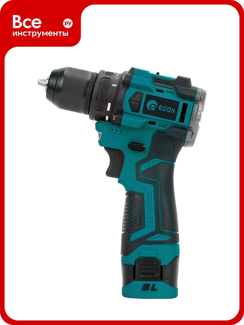 Аккумуляторная дрель EDON AD-16CBL 28006, бесщёточный двигатель, 2 скорости, максимальный крутящий момент
