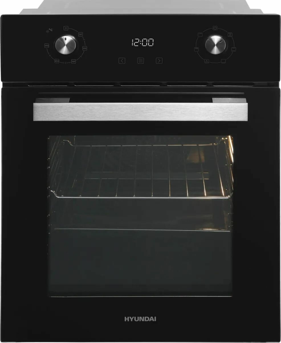 Духовой шкаф Hyundai HEO 45411, с грилем, объем 50 л, 6 режимов, класс A, чёрный/серебряный