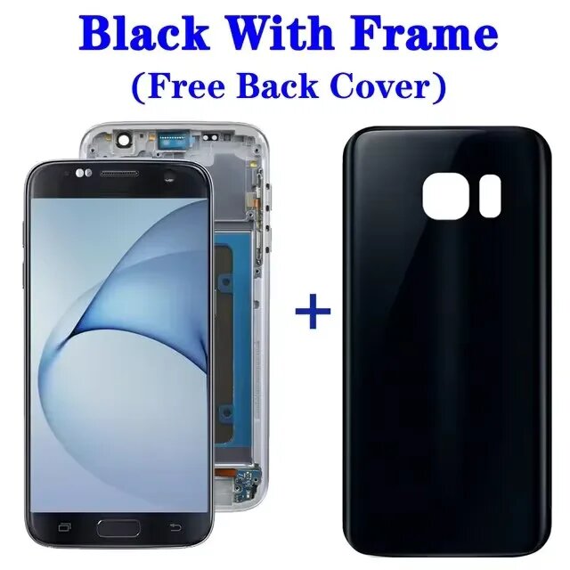 Amoled Burn Shadow ЖК-дисплей для Samsung S7 G930, ЖК-дисплей, дигитайзер сенсорного экрана в сборе для Samsung G930 G930F, ЖК-дисплей с рамкой Black With Frame BC