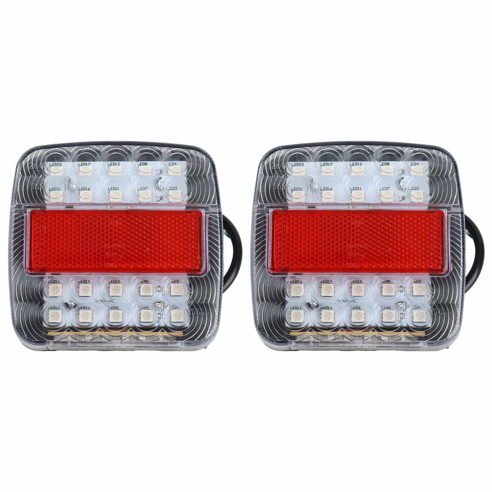 2шт 12V/24V задние фонари прицепа (20LED, белые)