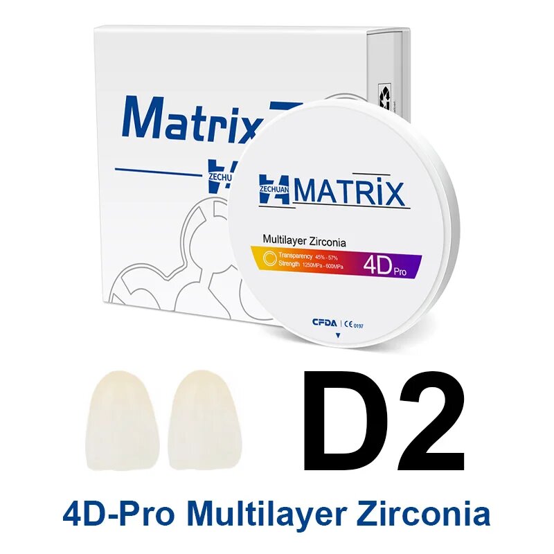 ZECHUAN MATRIX 4D Pro многослойные циркониевые блоки для стоматологии 98X14mm, D2