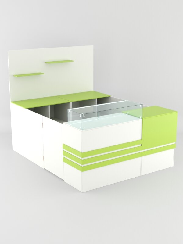 Торговый островок "кофешоп" левосторонний, Белый-Лайм. Производитель товара - компания Westcom.