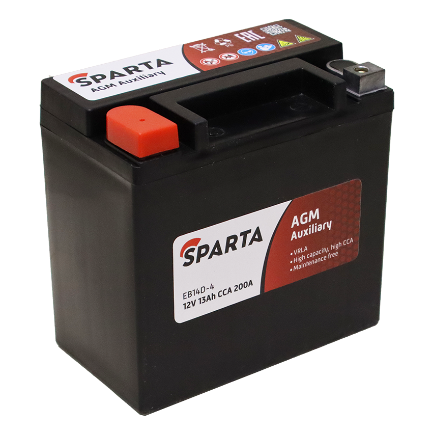 Аккумулятор SPARTA AGM Auxiliary 13 Ач 200 А (150х87х145) обратная полярность