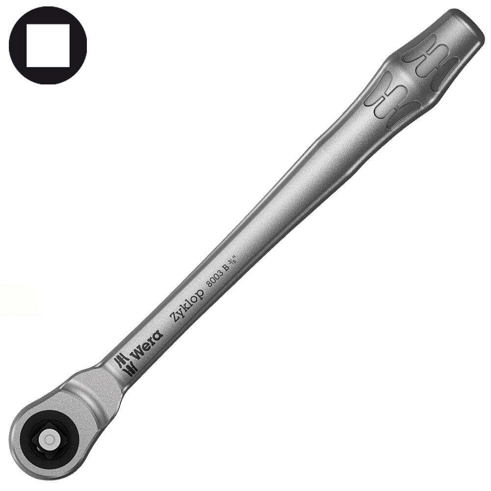 Трещотка, выдвижной квадрат, привод 3/8" WERA 8003 B Zyklop Metal 004033