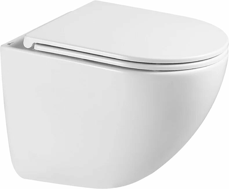 Унитаз подвесной Lemark Glazer 9614003 с микролифтом, безободковый, без бачка, фарфоровый, антивсплеск, белый овальный