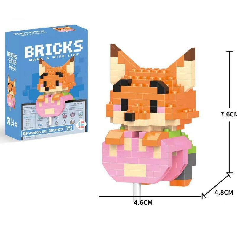 Мини-конструктор, 3D “fox Nick”фигурка/игрушка из мультиков, Детские мультяшные строительные блоки-игрушки