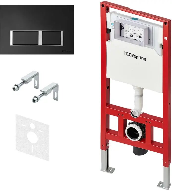 Инсталляция TECE TECEspring S401204 для унитаза, 4 в 1 , с кнопкой смыва черный матовый