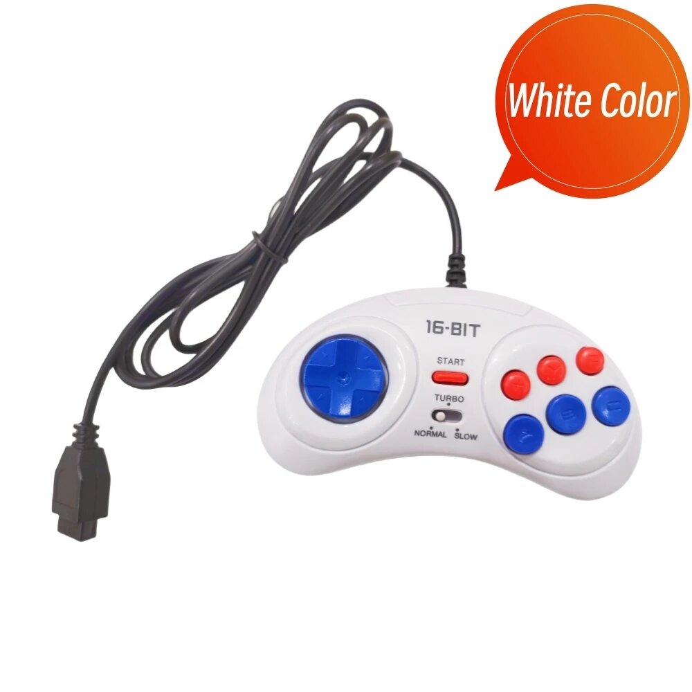 Haolonggcp геймпад для Sega MegaDrive, белый/черный, проводной White Color