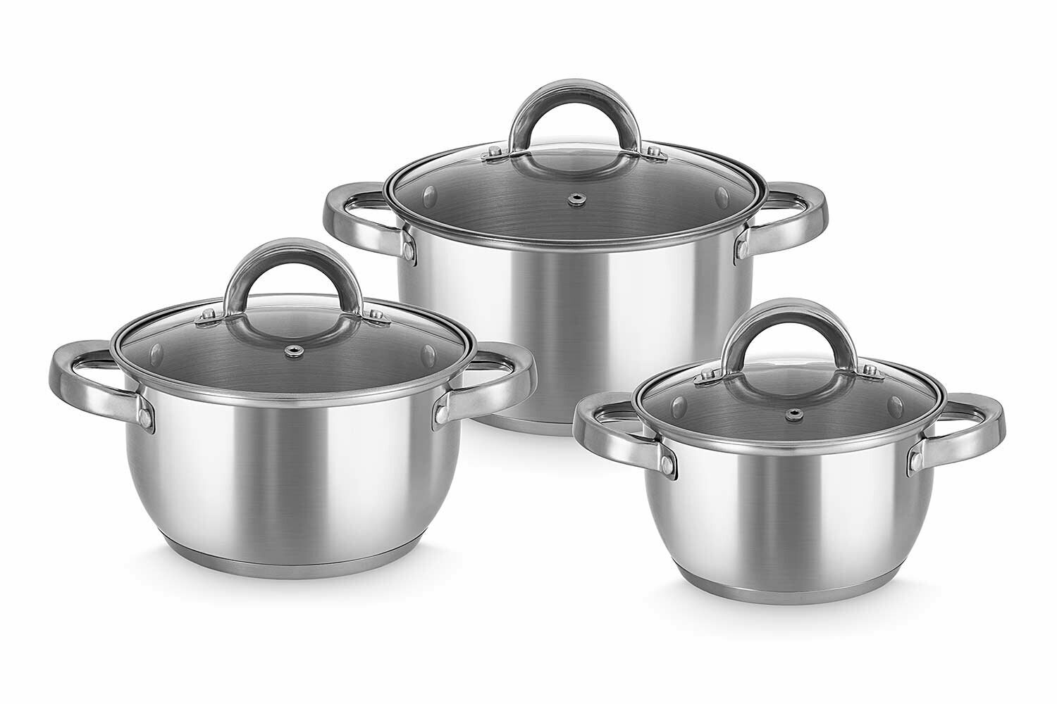 Набор посуды с крышками HOFF Maximus, 6 предметов, нержавеющая сталь, серый