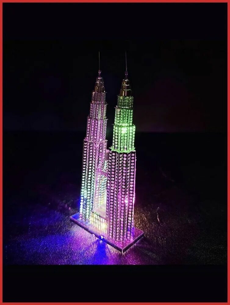 Башни-близнецы (цветные огни) / 3D металлические головоломки DIY Взрослые игрушки
