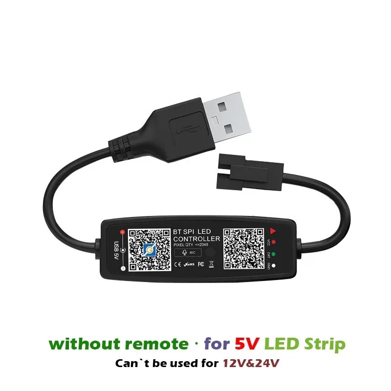 MJJC RGBIC WS2812B Bluetooth контроллер для светодиодной ленты USB 5V No Remote