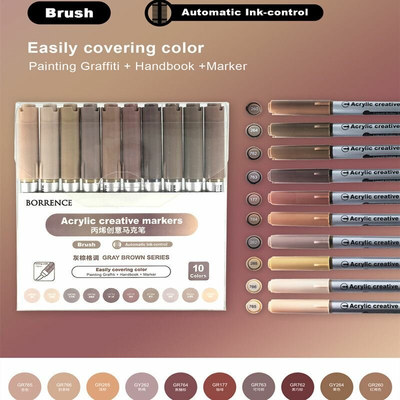 Набор маркеров Акриловый толщина 3 мм 10 шт для граффити для скетчинга