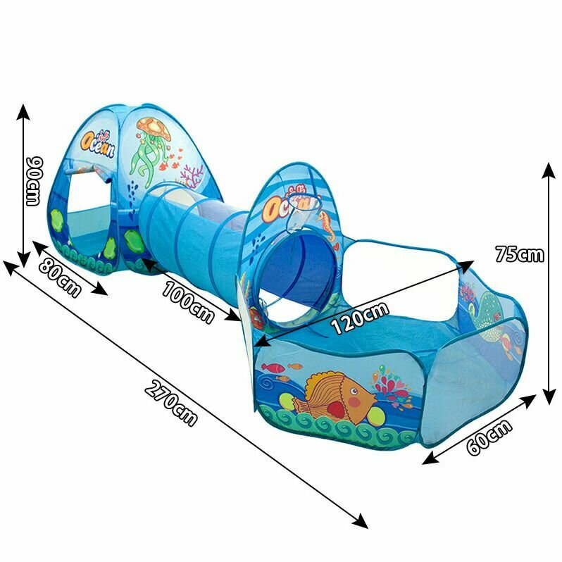 Детские палатки, крытые игровые домики, туннели для ползания и баскетбольные площадки (без мячей).