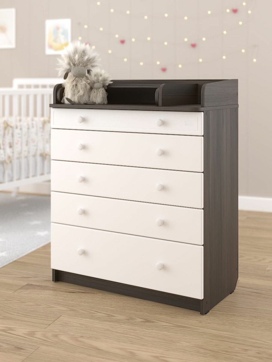 Пеленальный комод Elio с разделителем Бодега тёмная/белый софт
