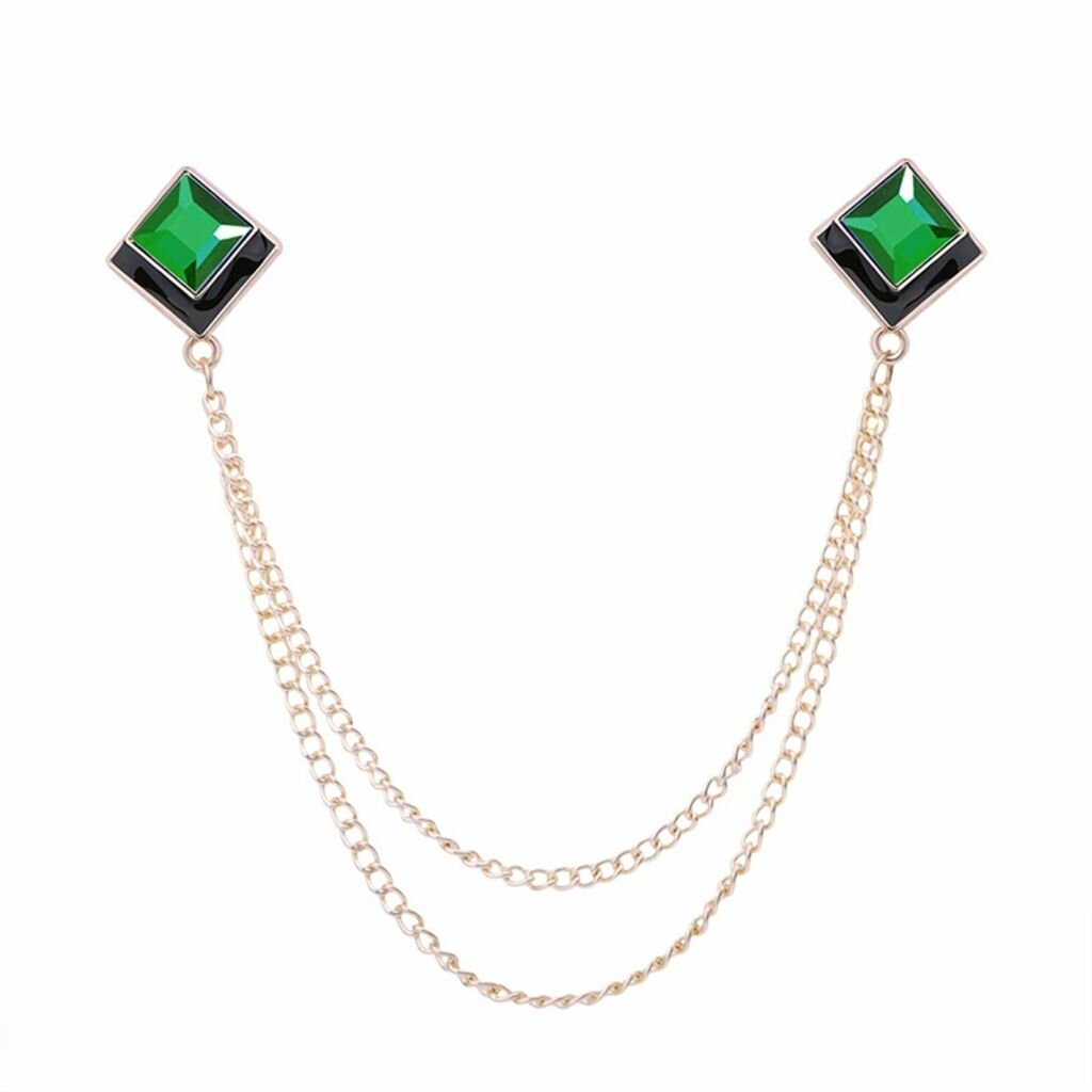 Элегантное квадратное украшение для воротника из прочного металла для рубашек и изысканных образов, Зеленый - Золотое дно