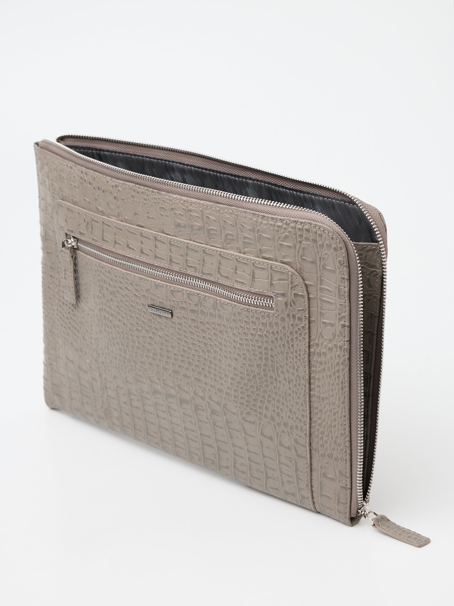 Деловая папка кожаная для документов и бумаг формат А4 конверт кроко капучино Franchesco Mariscotti 8-134