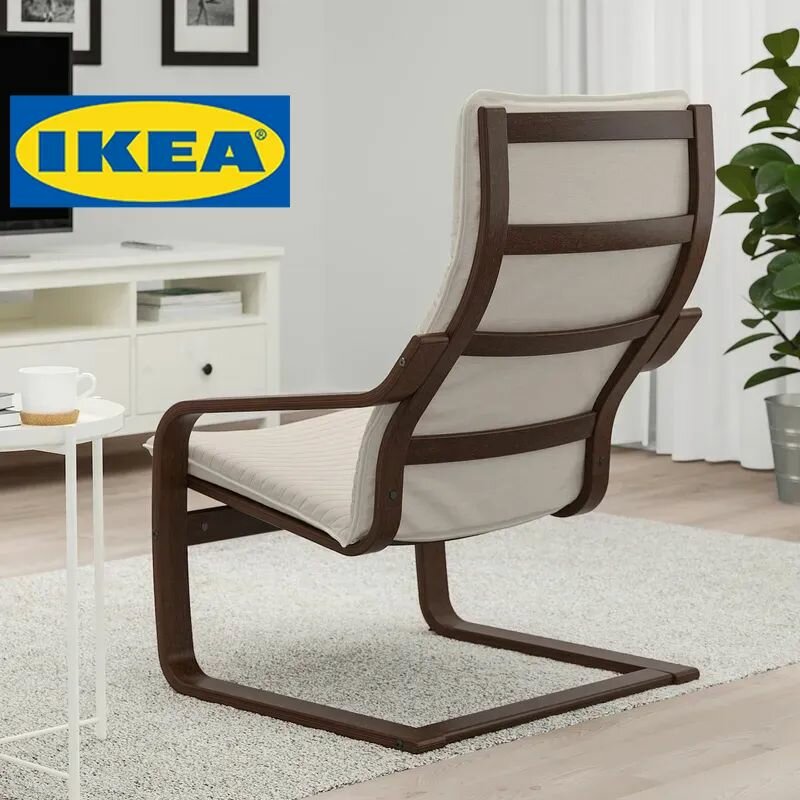 Кресло Poang IKEA. Кресло качалка Поэнг икеа коричневый/серый-LI