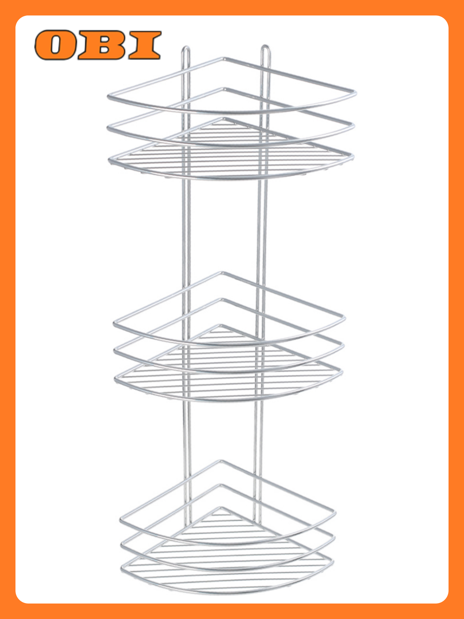 Полка Fixsen угловая, 3 уровня, хром, металл, настенная, решетчатая, ширина 20 см, глубина 20 см, высота 66 см