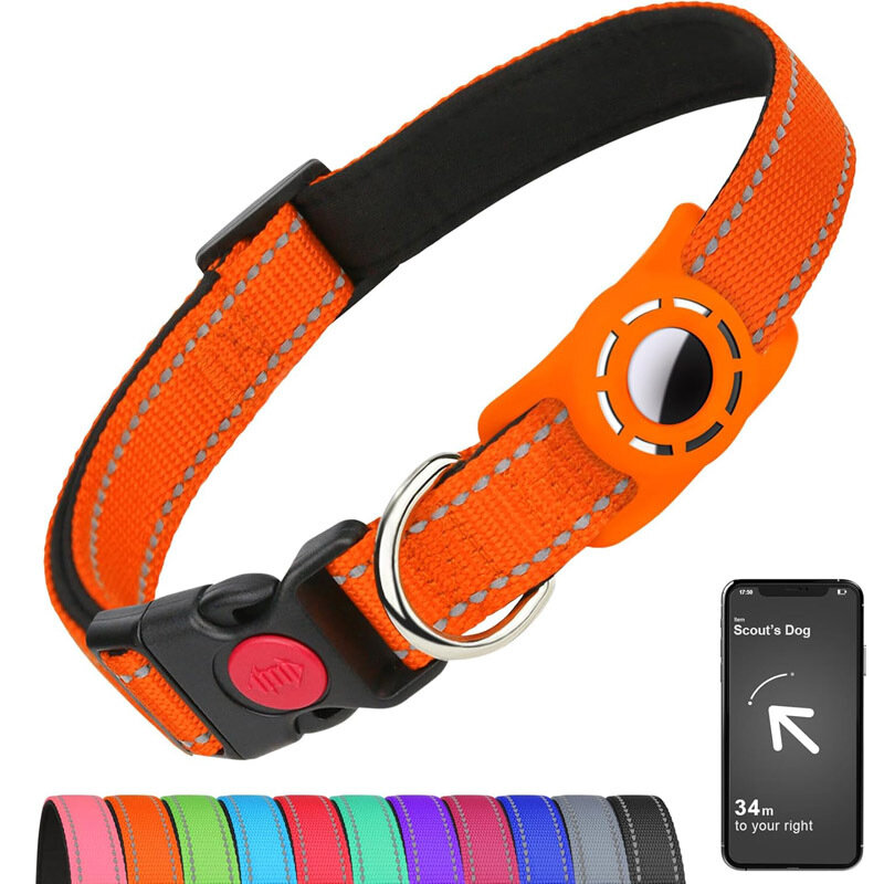 Трансграничный нейлоновый светоотражающий трекер Amazon Apple Airtag, ошейник для позиционирования домашних животных,