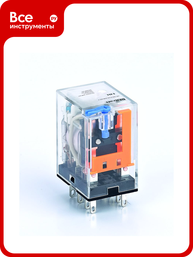 Промежуточное реле DEKraft ПР-102, 2 конт, 5 А, 24 В, тип DC 23839DEK, светодиодная