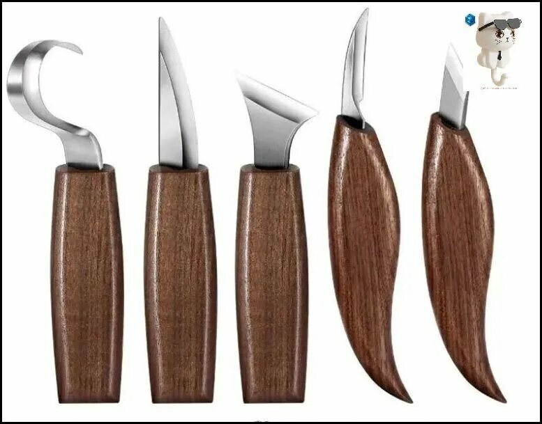 Эксклюзивный набор резцов 5 шт для фигурной резки по дереву скульптур посуды и ложек