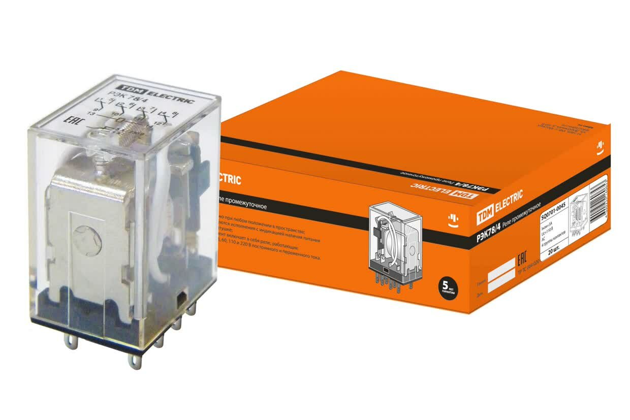 Набор Реле промежуточные РЭК78/4 3А 110В AC TDM {SQ0701-0045} 1 шт (5 шт)