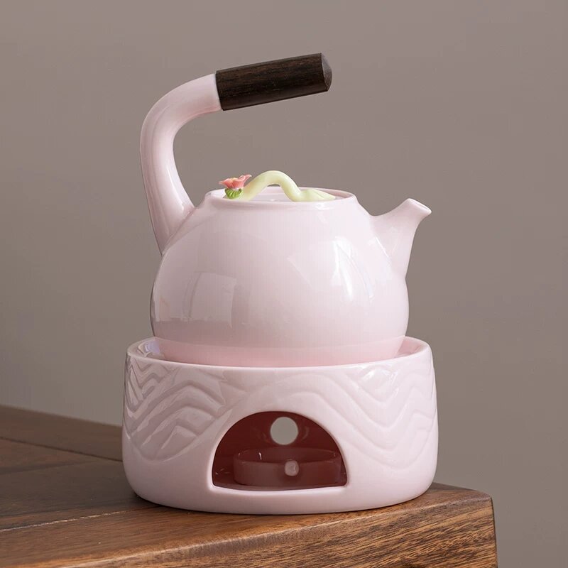 Керамический чайник для домашнего использования, подогреватель чая для помещений, набор для чайника с подогревом для