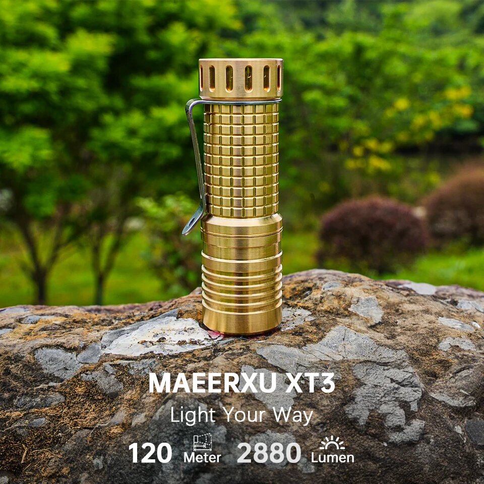 Maeerxu XT3 латунный фонарик мощный аккумуляторный фонарик 18350 аккумулятор 2800LM EDC фонарик перезаряжаемые светодиодные фонарики для кемпинга