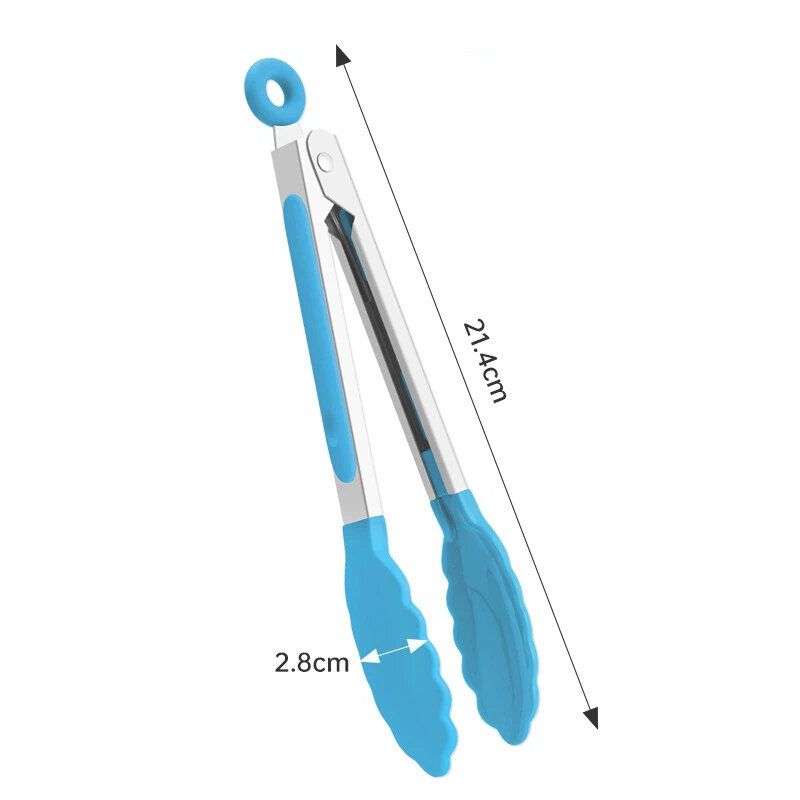Кухонные щипцы из нержавеющей стали с нейлоновыми наконечниками, термостойкие, для гриля, барбекю и выпечки Синий