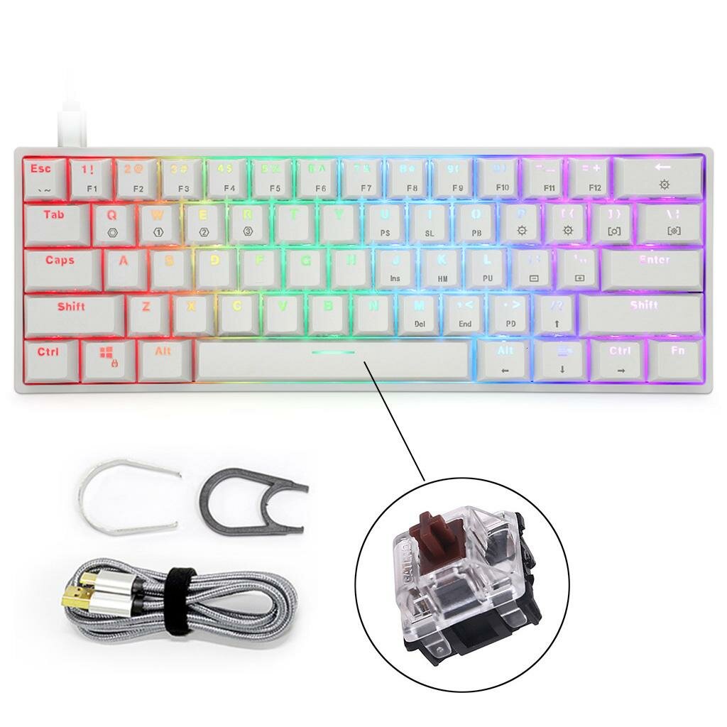 GK61 Механическая игровая клавиатура, Коричневый Переключатель