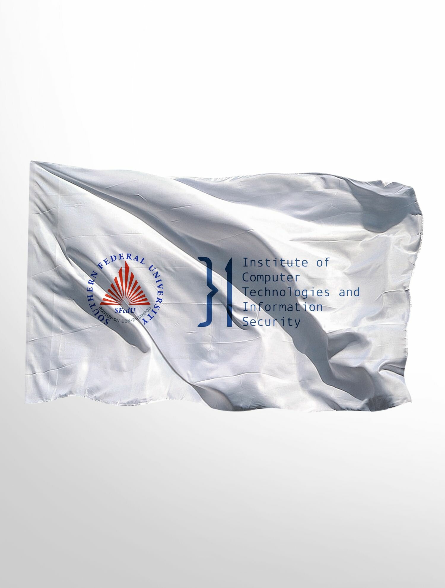 Флаг SFedU Институт компьютерных технологий и информационной безопасности ЮФУ, 70х105 см на шёлке для ручного древка