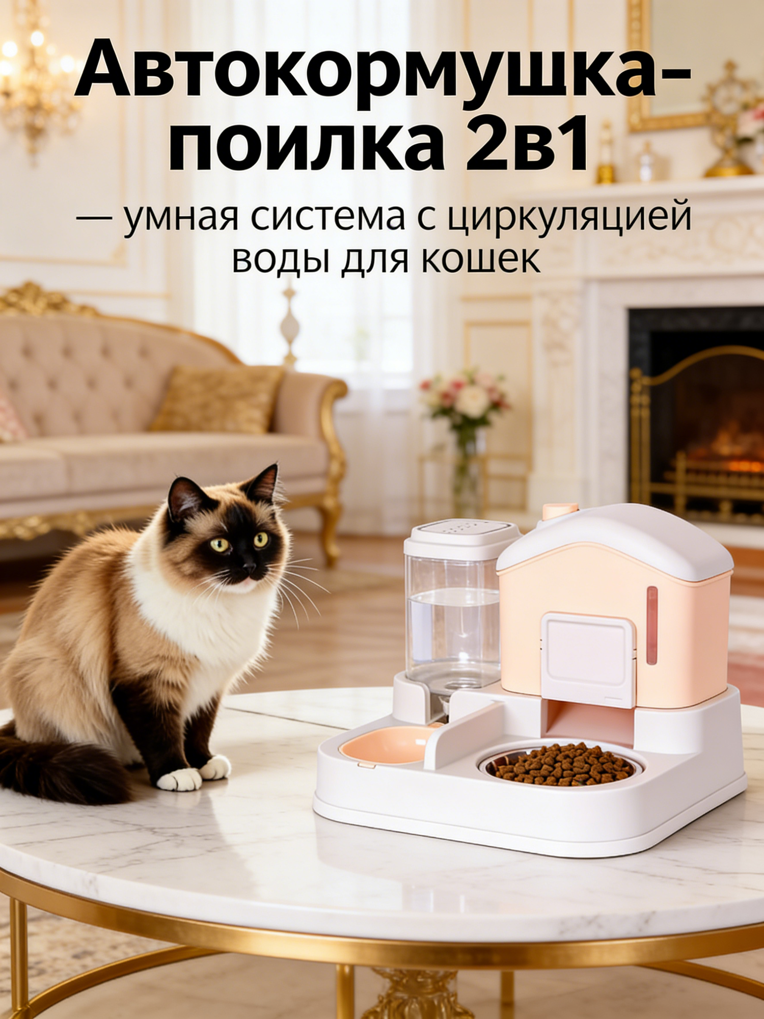 Автокормушка-поилка 2в1: умная система с циркуляцией воды для кошек