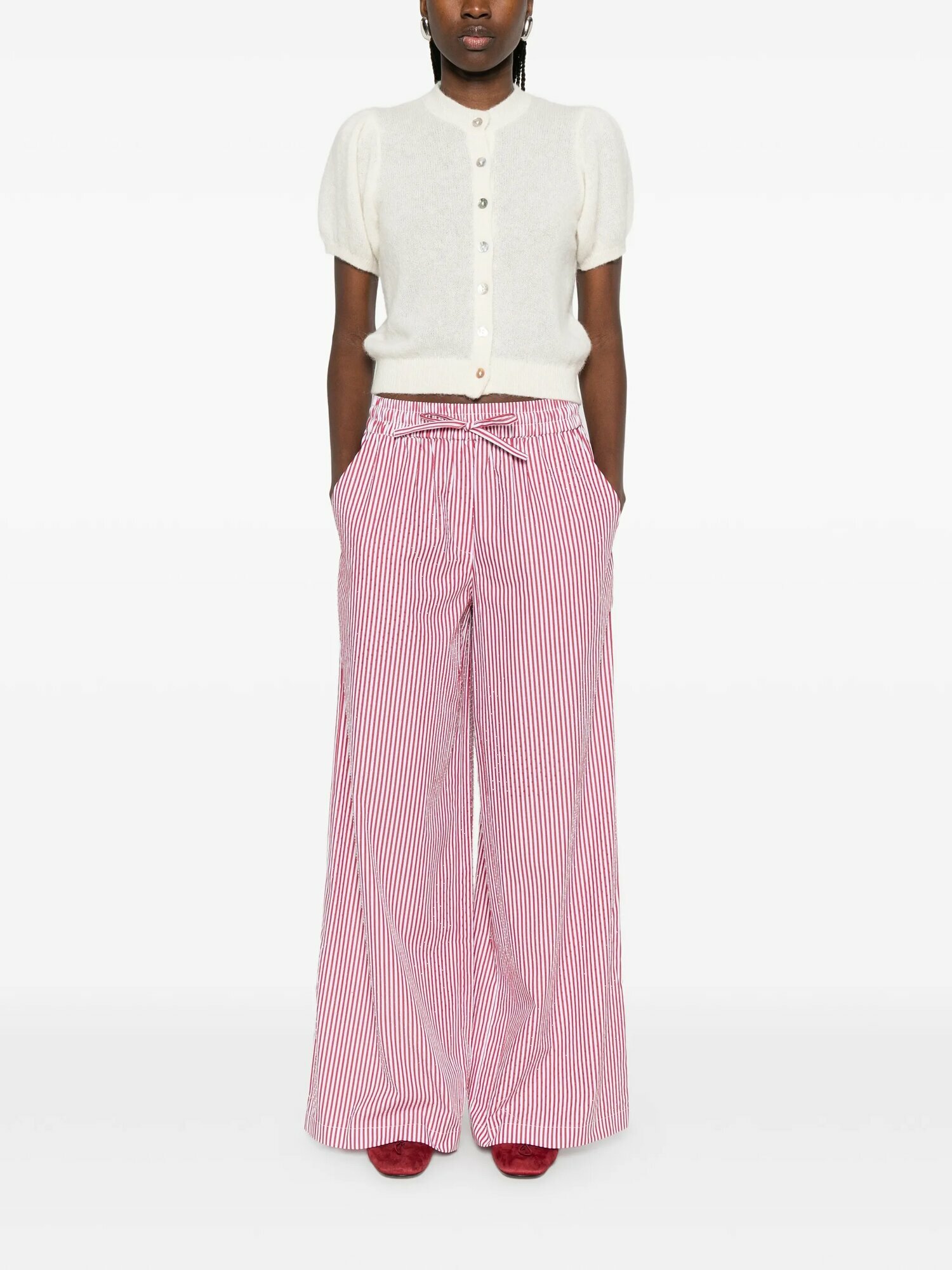 Брюки P.A.R.O.S.H. Striped drawstring trousers, размер S, красный — фото 1