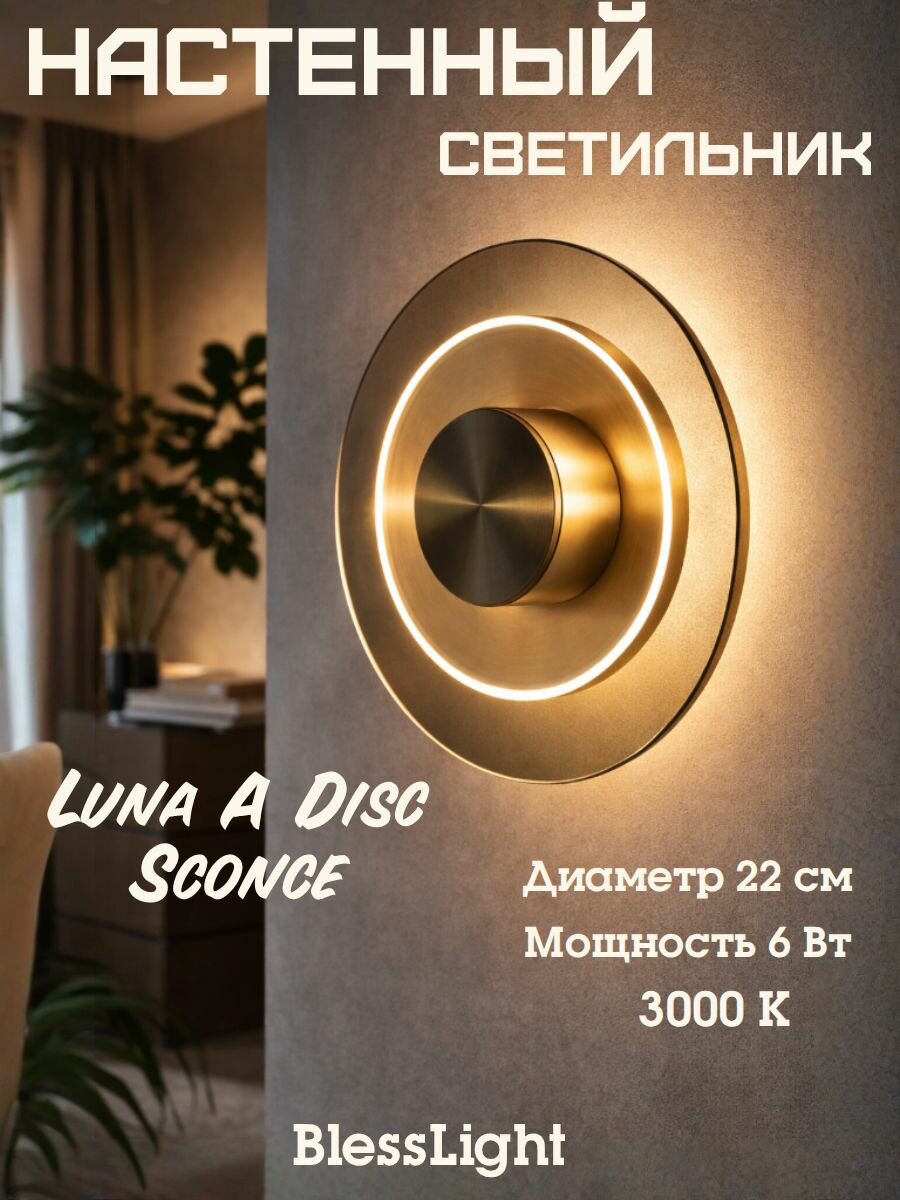 Бра настенный светильник LED 5 Вт Luna A Disc Sconce Светильник настенный круглый в стиле Лофт Blesslight